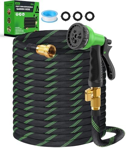 Amazon.com: BIGITTA 100ft Garden Hose, Non-Expandable Water Hose with 8 ...