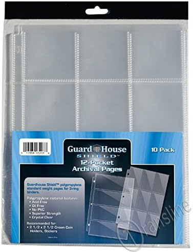 Amazon.com: 4 set of 10 Pack GuardHouse Shield 12 Pocket Coin Storage ...