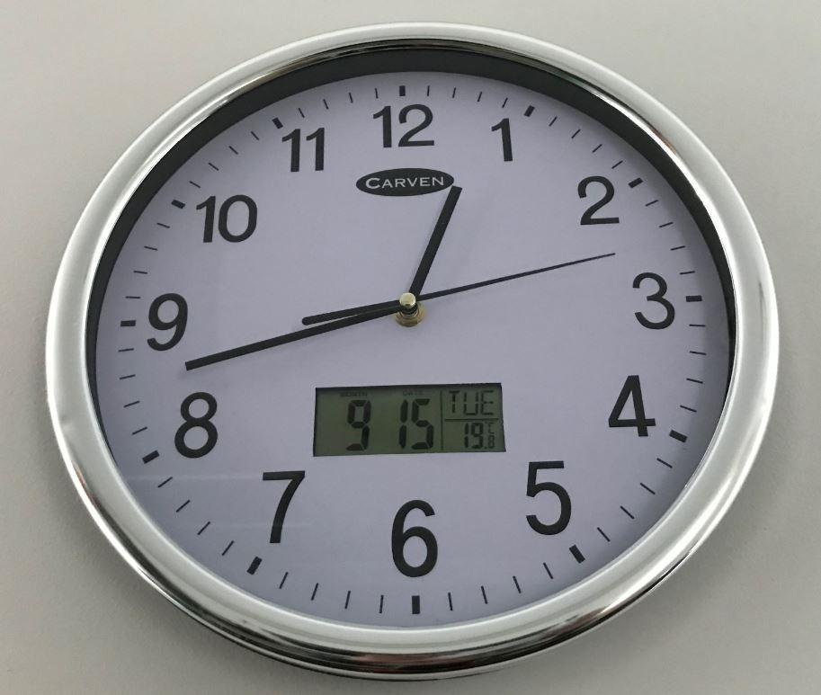 CARVEN CL285SLCD Clock LCD Date 285MM, White : Amazon.com.au: Home