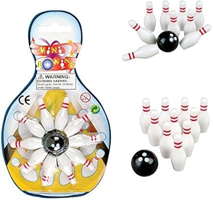 Amazon.com: Kicko Miniature Bowling Game Set - 11 pieces 1.5 Inch ...