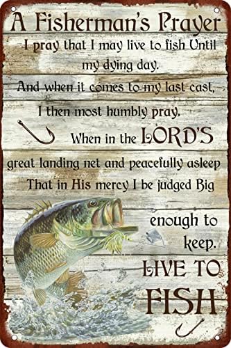 Amazon.com: A Fishermans Prayer Metal Sign Live To Fish Vintage Tin ...