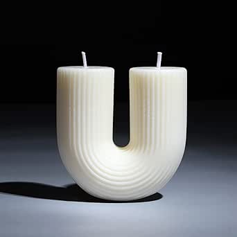 Amazon.com: U Shaped Candle White Ribbed Candle Soy Wax Scented ...