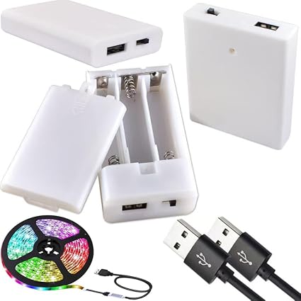 Amazon.com: 3Pack 3 x 1.5V AA LED Light Battery Holder with USB Port, 4 ...