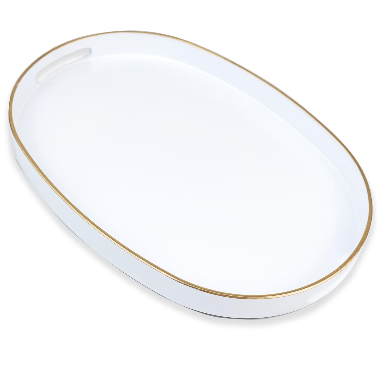 Amazon.com: Omuriko White Oval Decorative Tray with Handles, Versatile ...