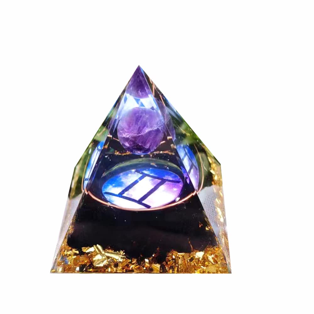 Amazon.com: 12 Zodiac Leo Orgone Crystal Pyramid, Amethyst Crystal Ball ...