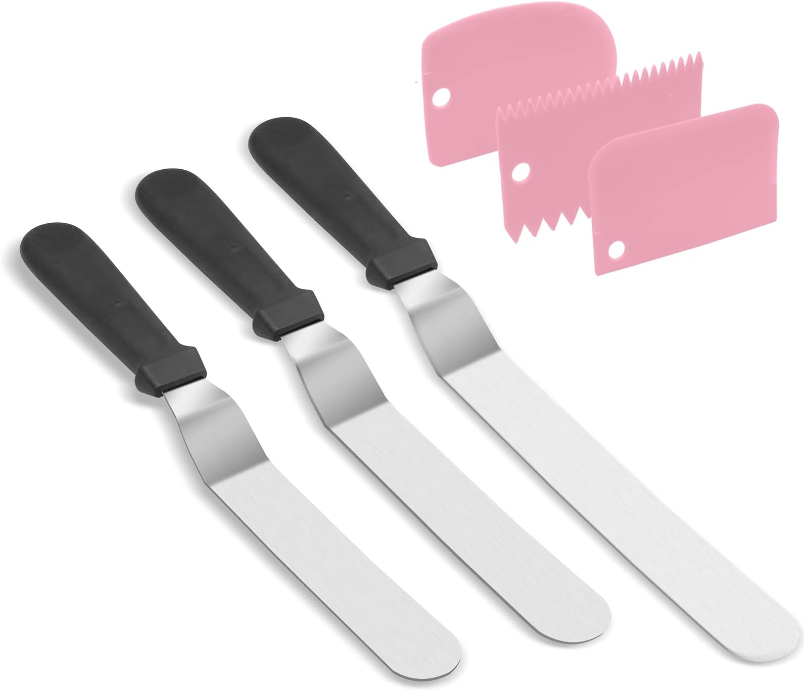 Amazon.com: Angled Icing Spatula Set and 7 Packs Cake Scrapers Smoother ...