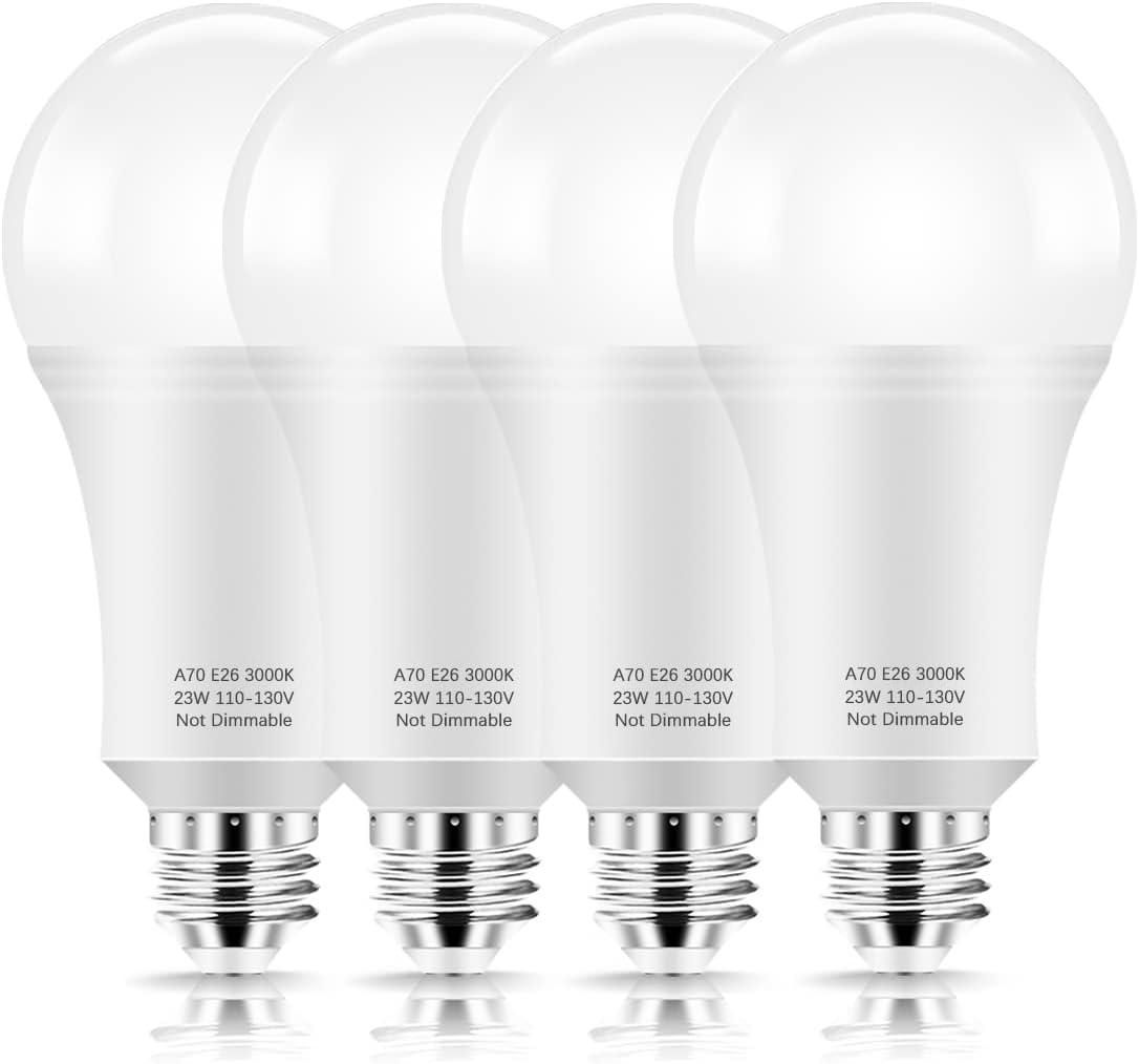 LEDERA 150 Watt LED Bulb, Energy Saving 23W Warm White Bulb 3000K, 2500 ...