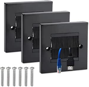 ADERTOS 3 PCS Brush Wall Plate Cable Passthrough Wall Outlet, Wall ...