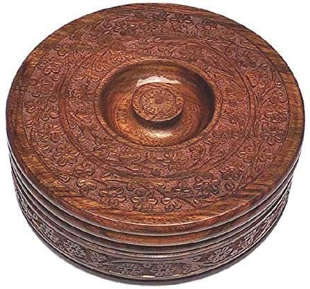 Buy Woodcart Wooden Carving Chapati Box Set of 10 Hurry.! Online at Low ...