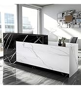 Amazon.com: Solid Wood Front Desk, Black Reception Desk with Counter ...
