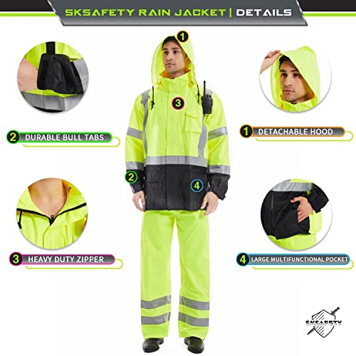 Snapklik.com : SKSAFETY Safety Rain Jacket, Professional Level Class 3 ...