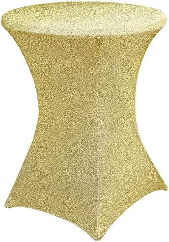 Amazon.com: Efavormart Gold Round Spandex Cocktail Table Cover with ...