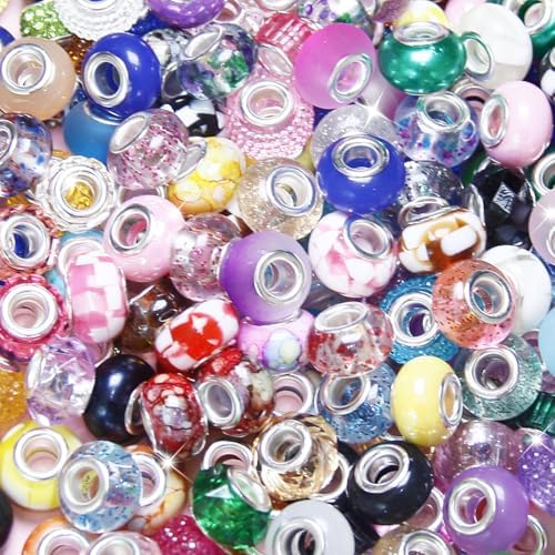 Amazon.com: 100 Pieces Large Hole Beads Spacer Bead Mixed Color ...