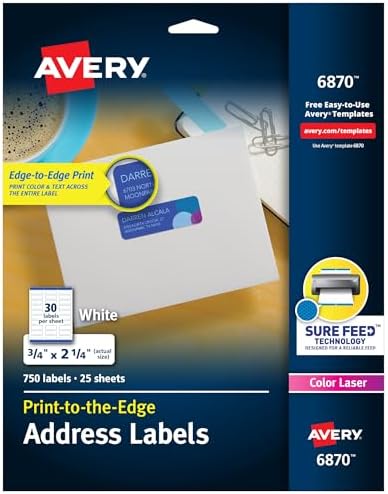 Amazon.com : Avery Glossy White Rectangle Labels, Sure Feed Technology ...