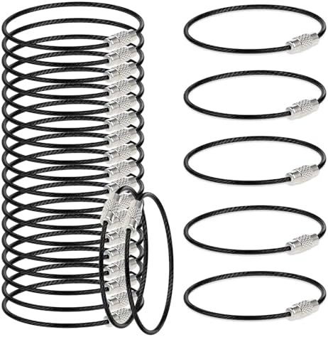 AKORD 10pcs Stainless Steel Wire Keychain Cable Keyring Twist Barrel ...