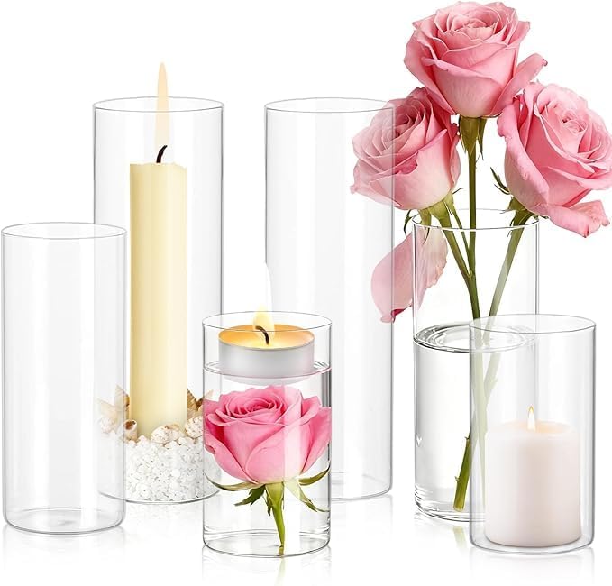 Amazon.com: Set of 6 Glass Cylinder Vases (3.94/5.91/7.87 Inches) Clear ...
