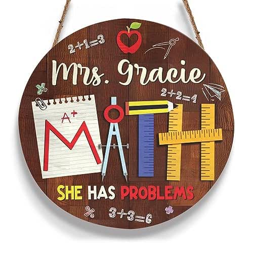 Amazon.com: Personalized Math Teacher Name Sign, Math Classroom Welcome ...