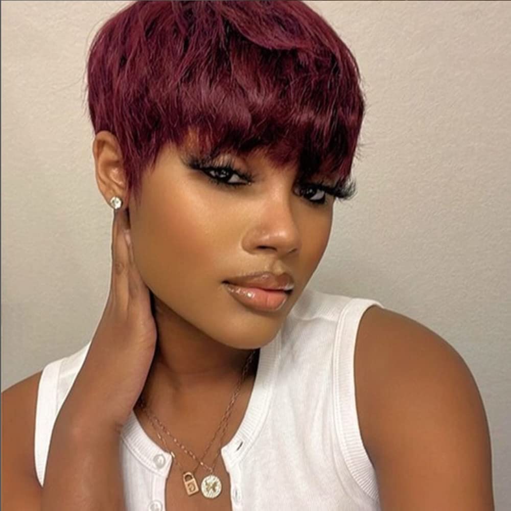 Amazon.com : Amecire Pixie Cut Wigs for Black Women Human Hair Short ...