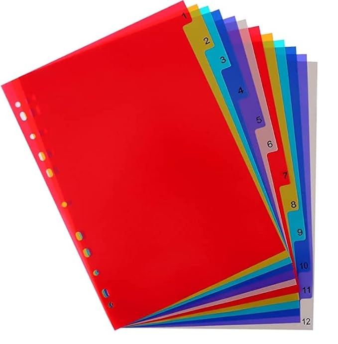 True-Ally A4 Plastic Separator,12-Tab Binder Dividers, Write & Erase ...