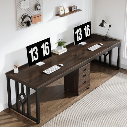 Amazon.com: Tribesigns 78.7-Inch 2 Person Desk with File Cabinet, Extra ...