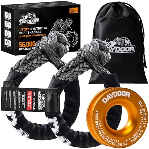 Amazon.com: DAYDOOR Synthetic Soft Shackle & Winch Recovery Ring Kit, 2 ...