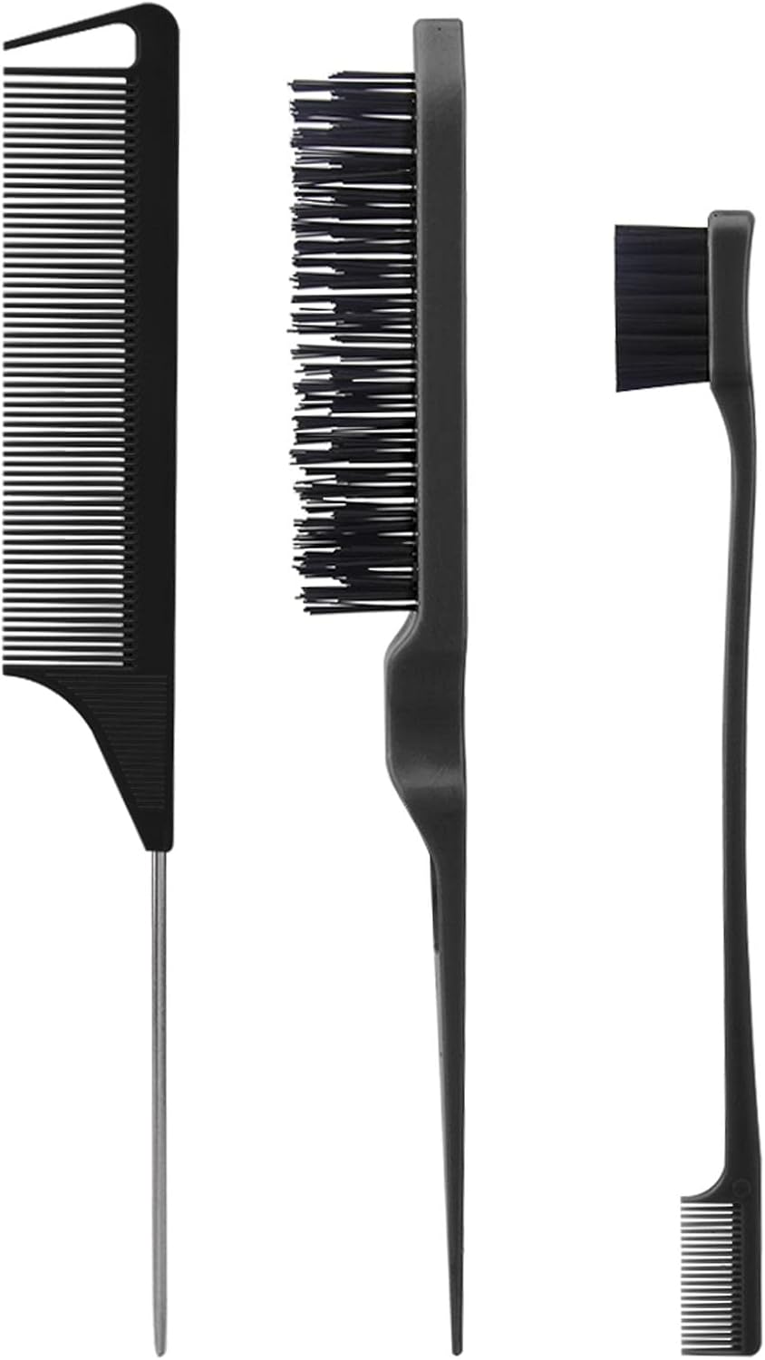3 Pieces Slick Brush Set Teasing Brush Set, Plastic Bristle Hair Brush ...