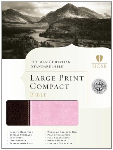 HCSB Large Print Compact Bible, Chocolate/Pink LeatherTouch: Holman ...