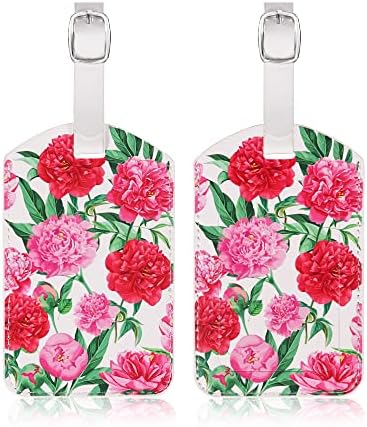 AUERVO 2 Pack Luggage Tags, Leather Baggage Labels Suitcase ID Labels Business Card Holder ...