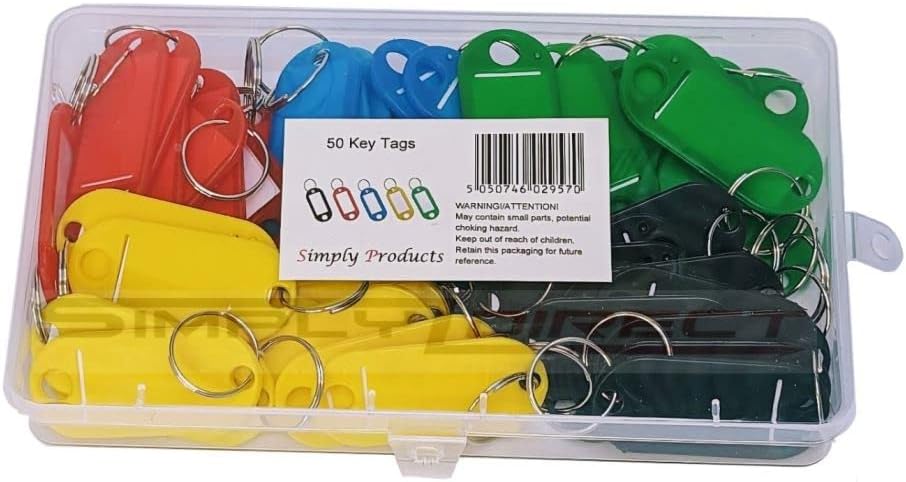 50pc Key Tags with Split Ring Key Fobs Labels ID Keyring Tags for Home ...