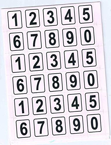 BlackDreams® Multipurpose Number Stickers 1 inch Square with Border for ...