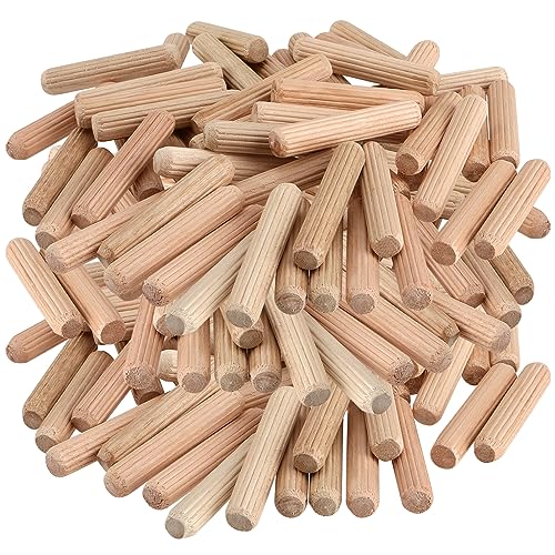FUNSUEI 1000 PCS 8 x 40mm Wooden Dowel Pins, Straight Grooved Tapered ...