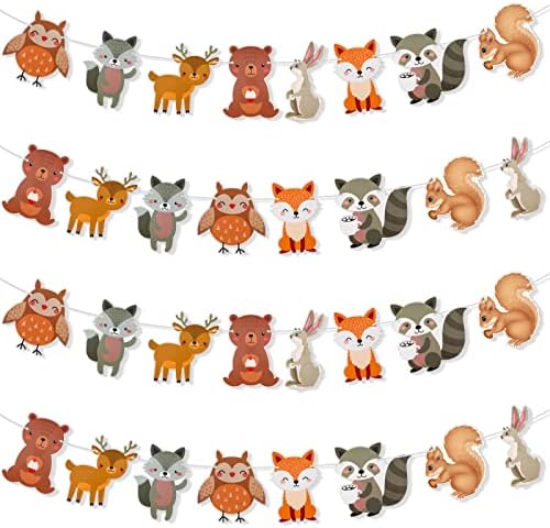 Amazon.com: CC HOME Woodland Creature Birthday Banner,Woodland Animals ...