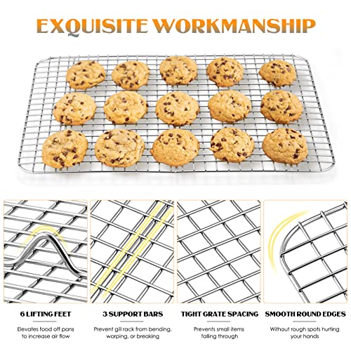 Buy Cooling Rack Set of 2, E-far 1/2 Sheet Baking Racks for Oven ...