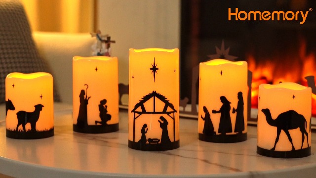Watch Homemory Flameless Nativity Scene Candles for Christmas on Amazon ...