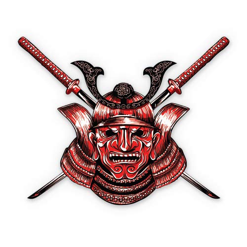 Amazon.com: Samurai Mask and Swords - 3" Vinyl Sticker - for Car Laptop ...
