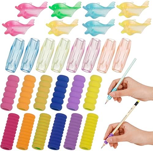 OSteed 21 Pcs Pencil Grips for Children Handwriting, 3-Style Silicone ...