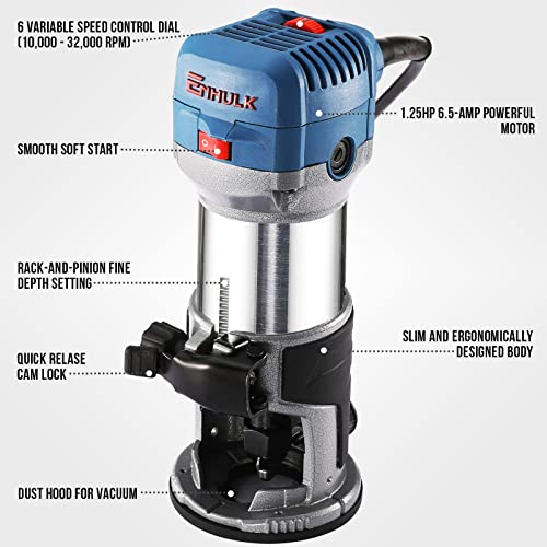 Snapklik.com : Wood Router Tool, Enhulk 6.5-AMP 125HP Compact Trim ...