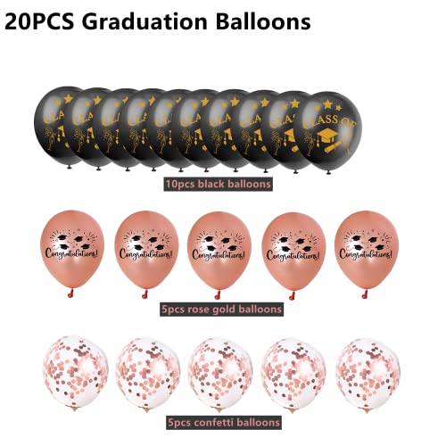 Class of 2023 Balloons with Black Star Balloons Set, Hanging Foil Gold ...