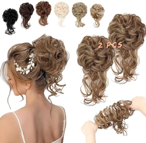 Amazon.com: FeidyLong 2PCS Messy Bun Hair Piece Tousled Updo with ...