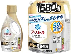 Amazon | アリエール 洗濯洗剤 超抗菌プレミアム 除菌抗菌 本体 690g +詰替え1580g 天日干し級にさわやか | ノーブランド品 | 液体洗剤
