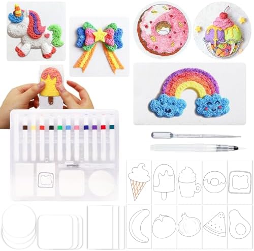Spunspon 54 Pcs Magic Foam Texture Painting Kit, Including 40 Pcs Foam ...