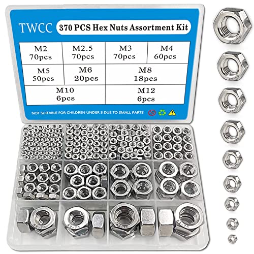 Snapklik.com : 370 PCS Metric Hex Nuts Assortment Kit,M2 M25 M3 M4 M5 ...