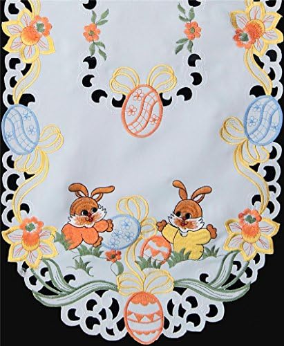 Amazon.com: Creative Linens Embroidered Floral Table Runner 15x53 Oval ...