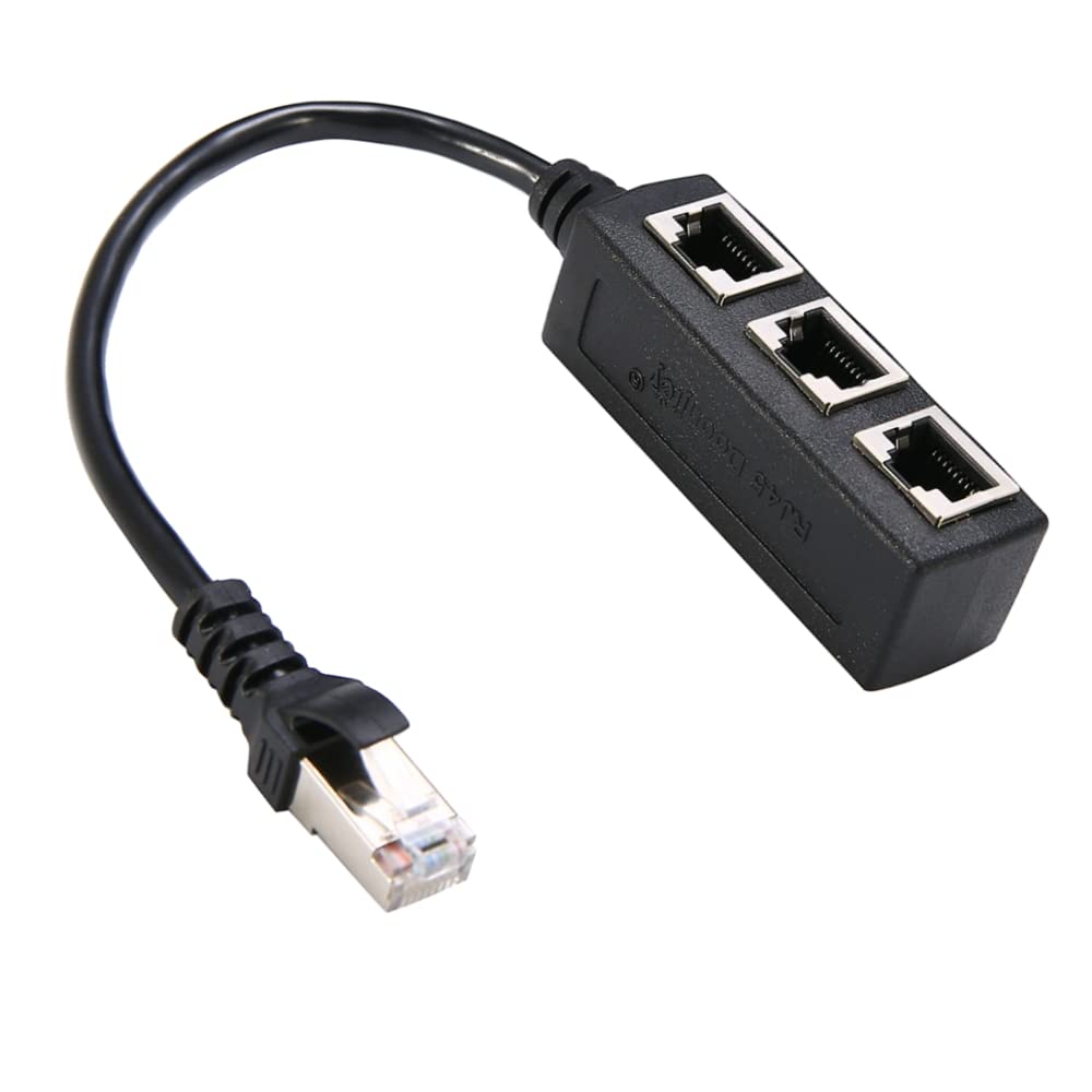 RJ45 Network Splitter Adapter 1 Male to 3 Female Socket Port RJ45 Plug ...