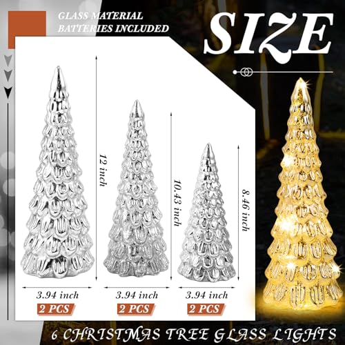 Snapklik.com : 6 Pieces Glass Christmas Tree Silver Glass Christmas ...