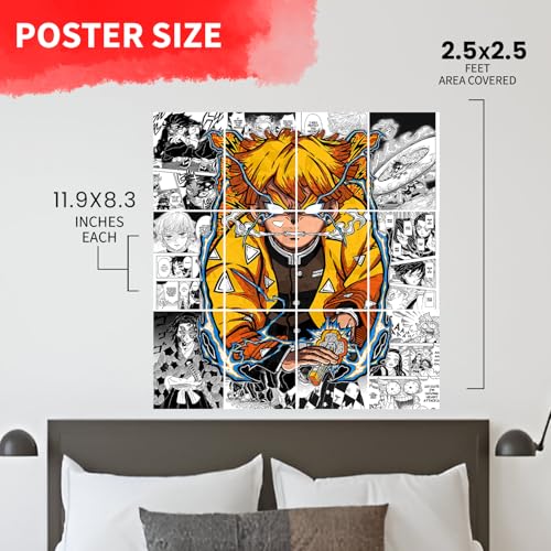 VEENSHI Set of 12 Zenitsu Wall Art | Demon Slayer Poster | Anime Art ...