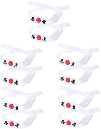 ERINGOGO 10 Pcs Ninja Print Headband Bushido Hachimaki Headband Samurai ...