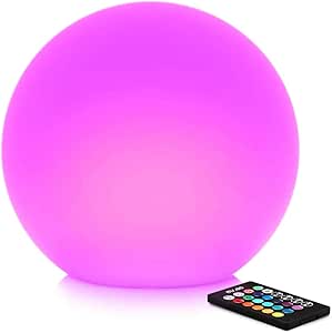 Mr.Go 12-inch Rechargeable LED Ball Light w/Remote, RGB Color-Changing ...