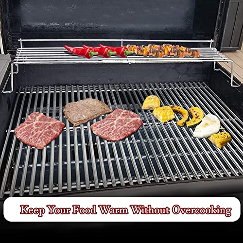 QuliMetal 19.5" Grill Burner and Stainless Steel Warming Rack for Weber ...