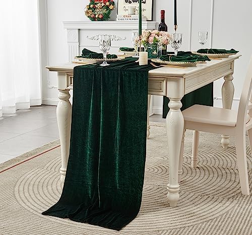 Amazon.com: Hahuho Velvet Table Runner 10ft Extra Long,Dark Green ...
